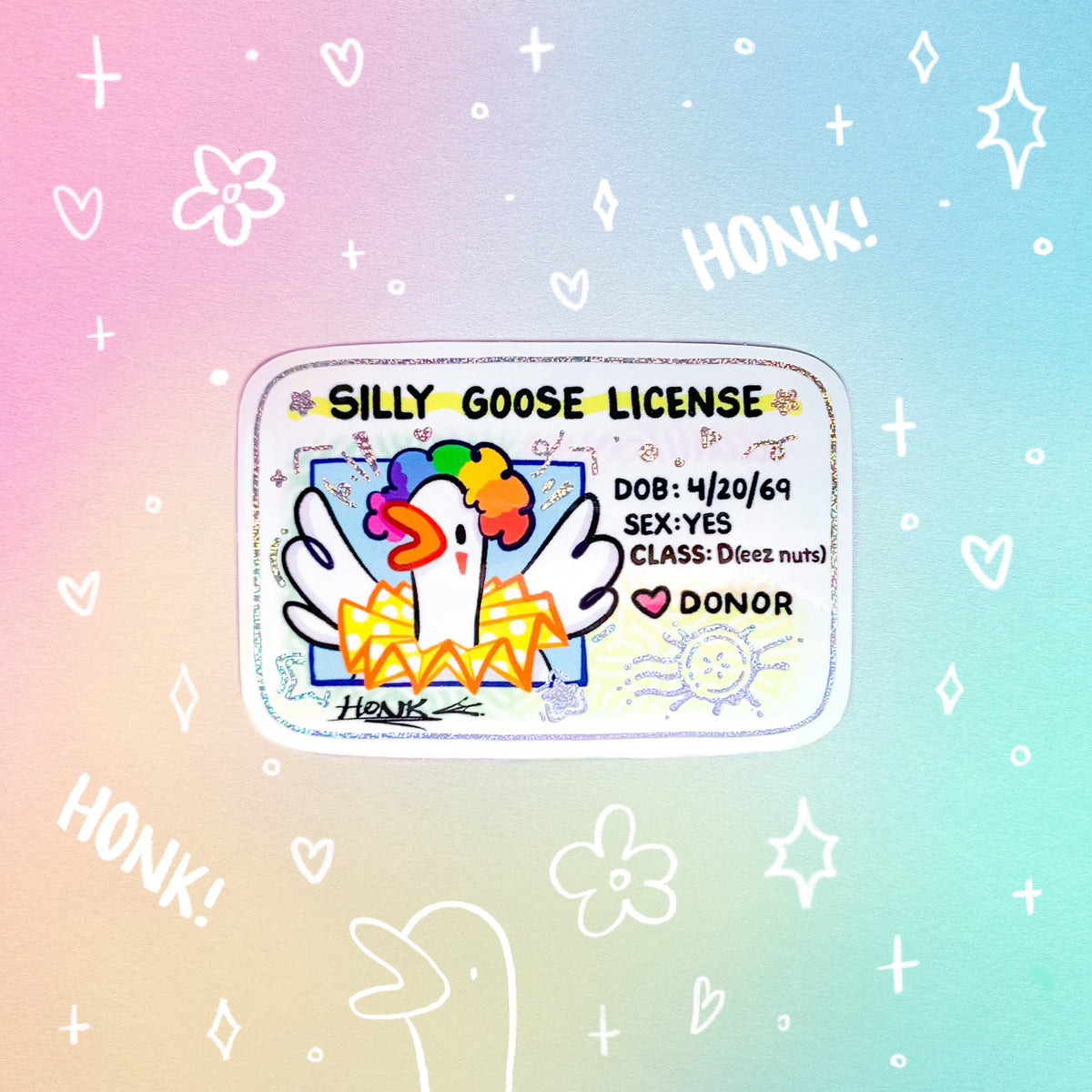 Silly Goose License Holographic Waterproof Vinyl Sticker – Starmint Art