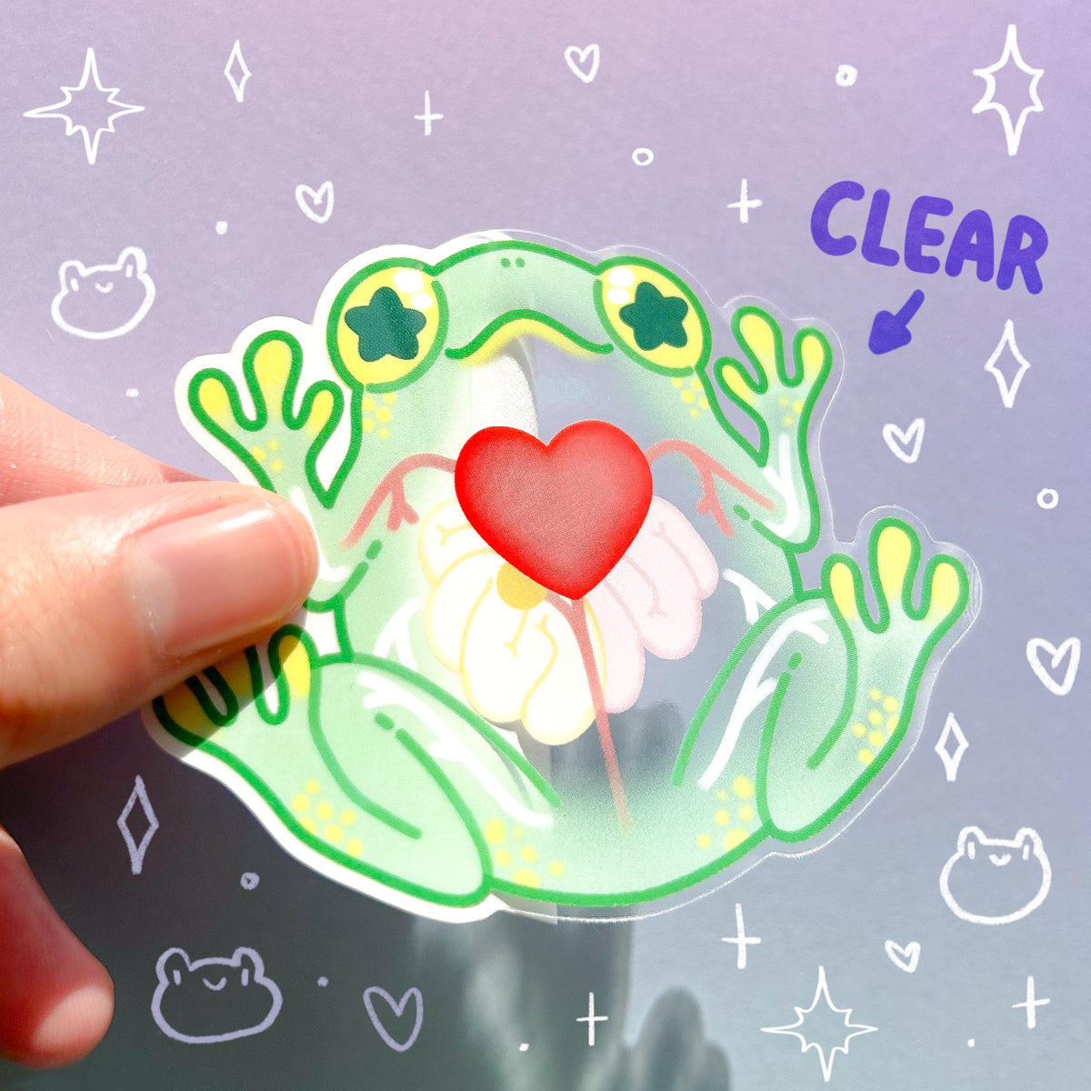 Glass Frog Clear Waterproof Vinyl Sticker – Starmint Art