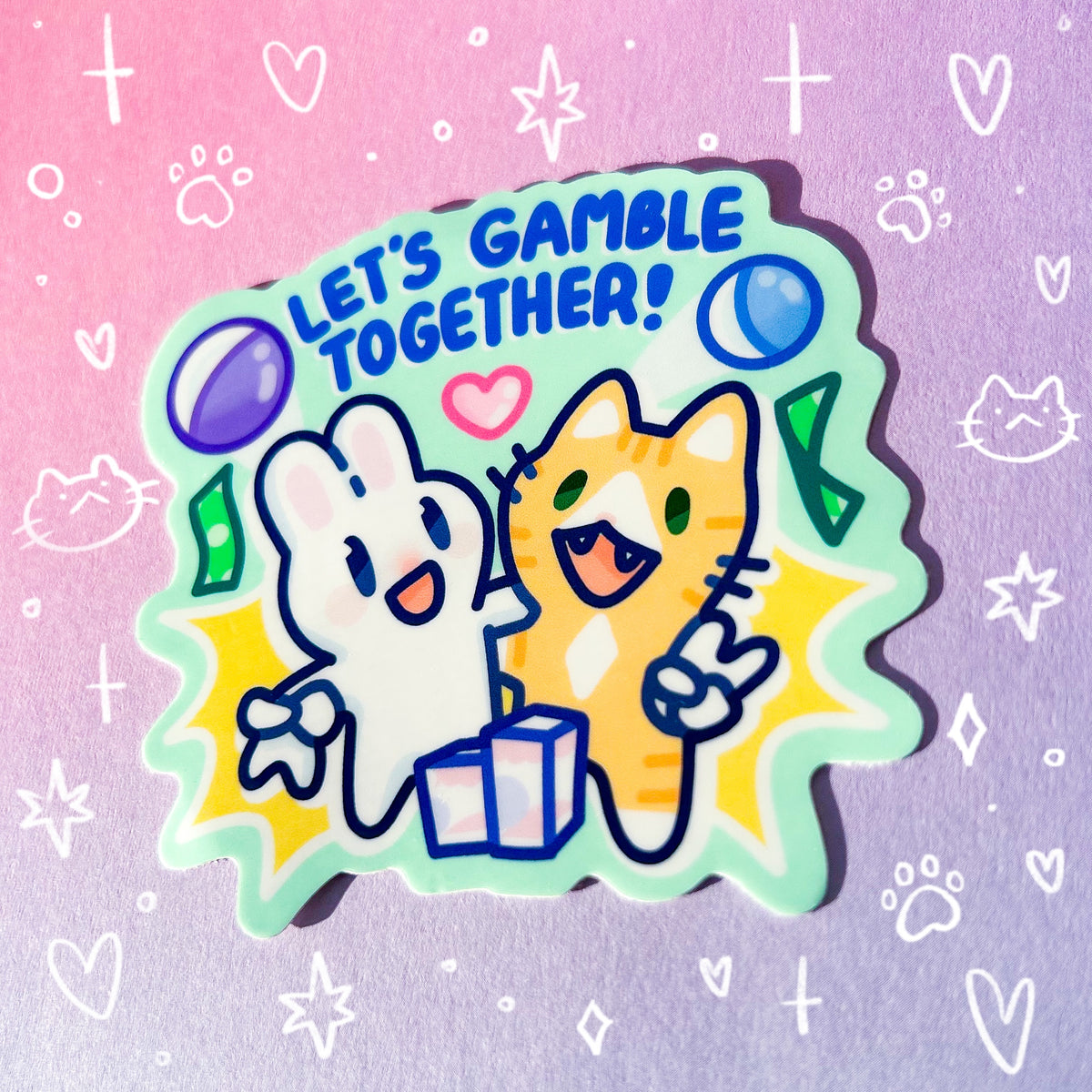 Let's Gamble Together! Glossy Waterproof Sticker – Starmint Art