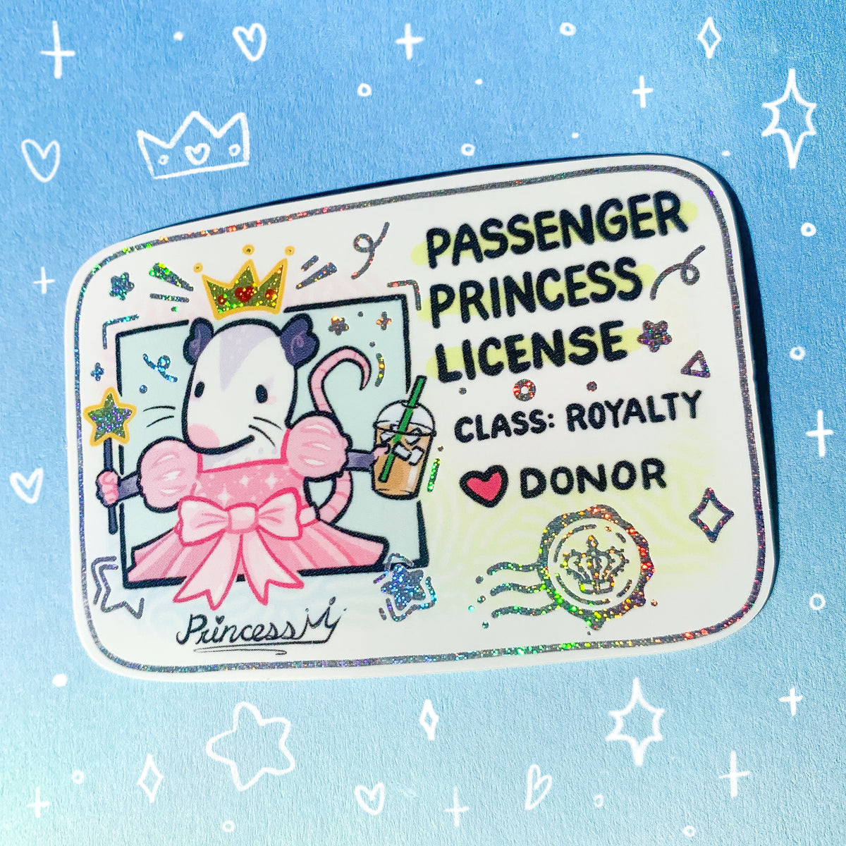 Passenger Princess License Holographic Waterproof Vinyl Sticker ...