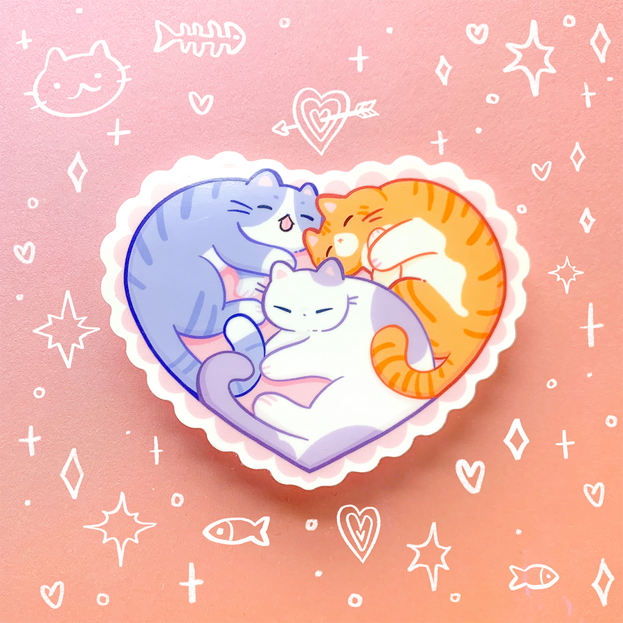 Cuddling Cats Glossy Vinyl Sticker – Starmint Art