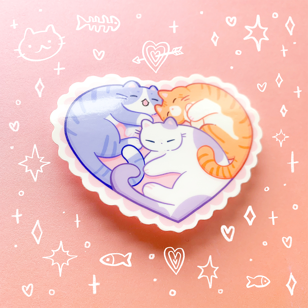 Cuddling Cats Glossy Vinyl Sticker – Starmint Art